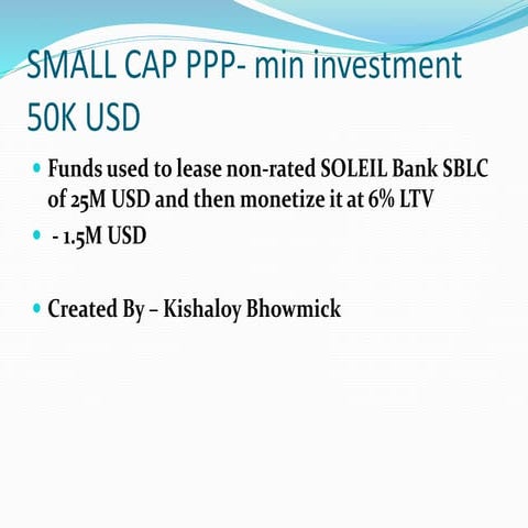 Soleil Bank SBLC Monetization - Non-recourse loan | PPT