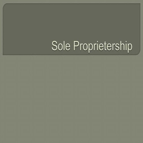 Sole Proprietership Economics Best Notes | PPT