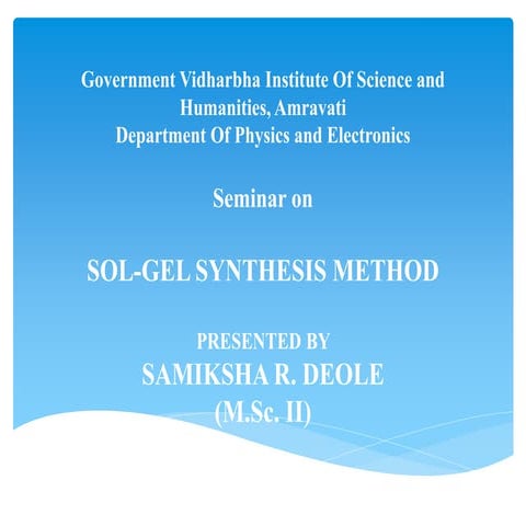 Sol Gel Synthesis Synthesis Synthesis 3 Pptx