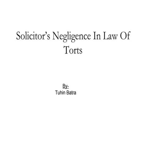 Solicitors negligence in law of torts | PPT