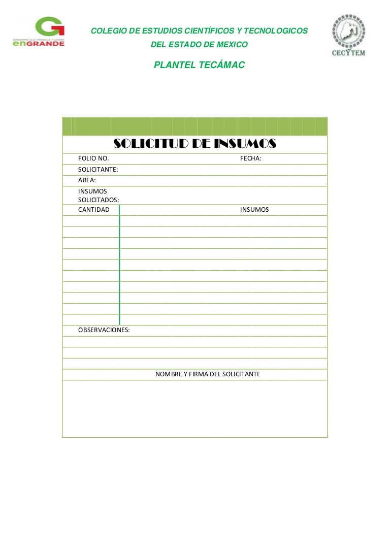 Solicitud de insumos