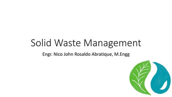 Presentation on solid waste and its managment | PPTX