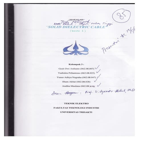 Solid dielectric cable (kelompok 3 gmt) | PDF