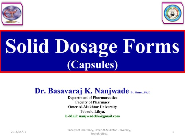 Introduction to dosage form design | PPT
