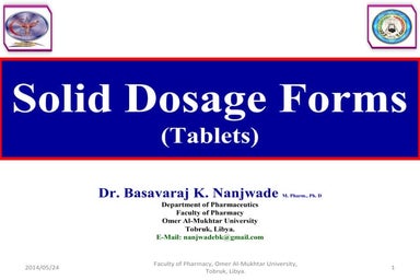 Tablets Problems Pharmaceutical Dosage Forms
