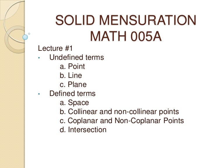 Solid mensuration lecture #1