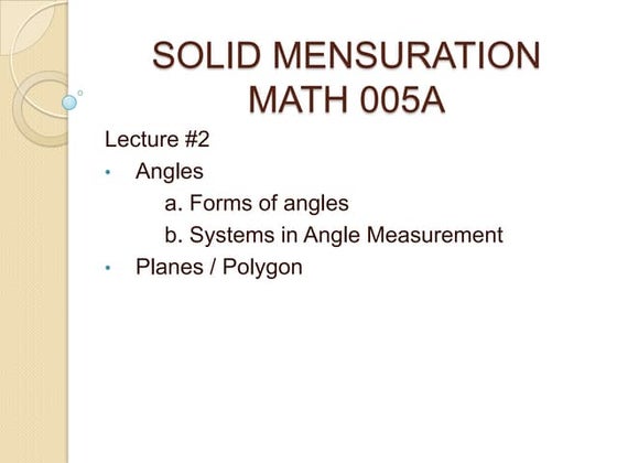 Solid mensuration lecture #1 | PPTX