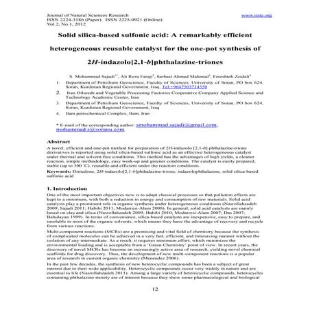 Solid silica based sulfonic acid | PDF