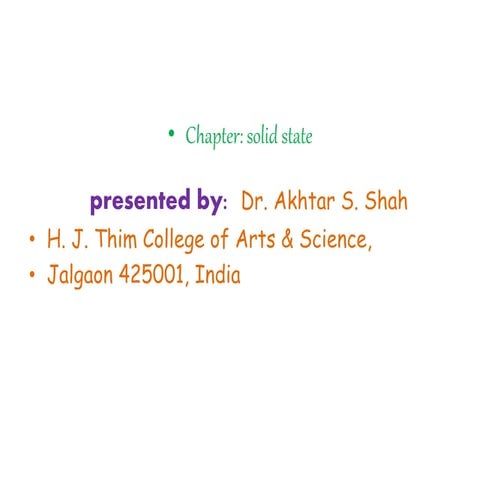 Solid state chemistry ppt | PPTX