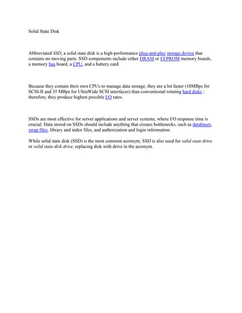 Solid state drive (ssd) | PPTX