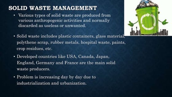 Presentation on solid waste and its managment | PPTX