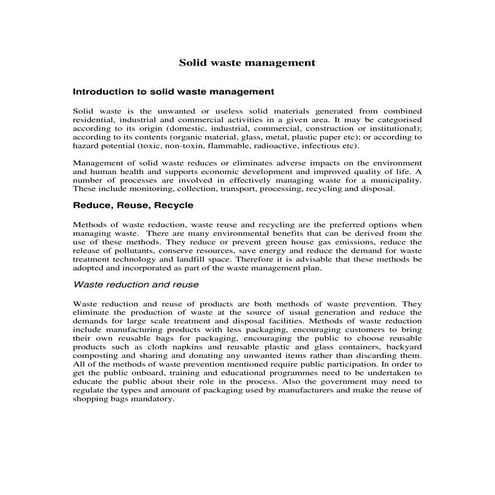 Solid waste management | PDF