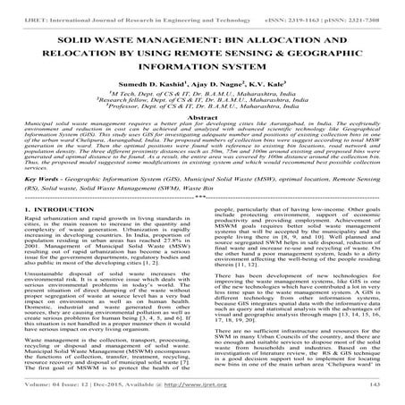 Solid waste management bin allocation and relocation by using remote ...