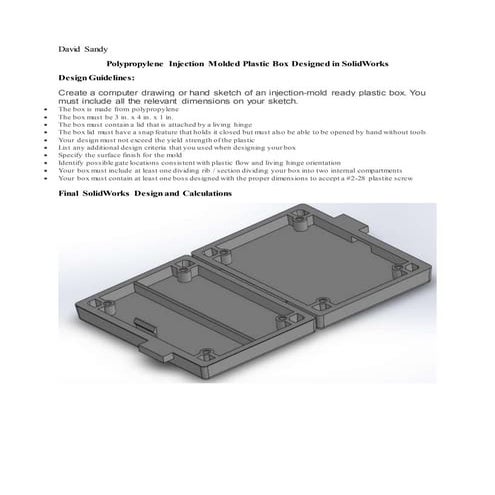Solidworks Polypropylene Injection Molded Plastic Box | DOCX