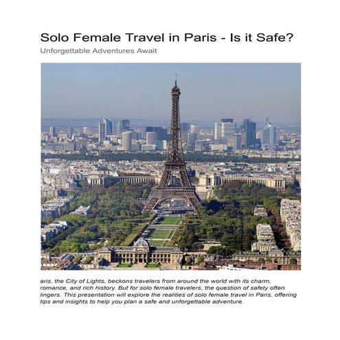 Solo Female Travel in Paris - Is it Safe | PDF