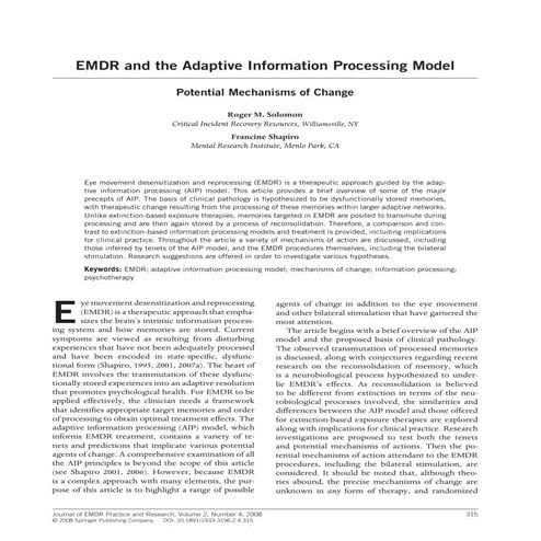 EMDR and the Adaptive Information Processing Model - Solomon e Francine | PDF