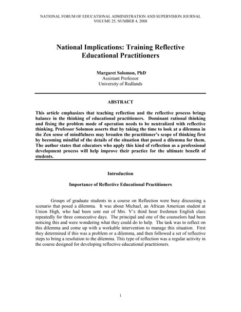 Reflection in and on action | PDF