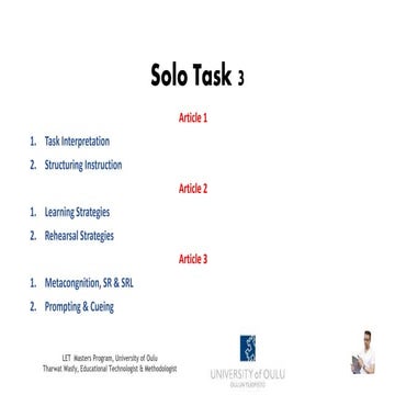 Self-Regulated Learning - Assignment 3 - Solo Task | PPT