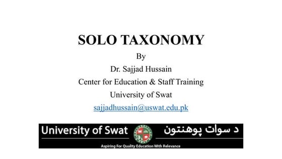 Solo taxonomy complete explanation | PPTX | Homework and Study | Education