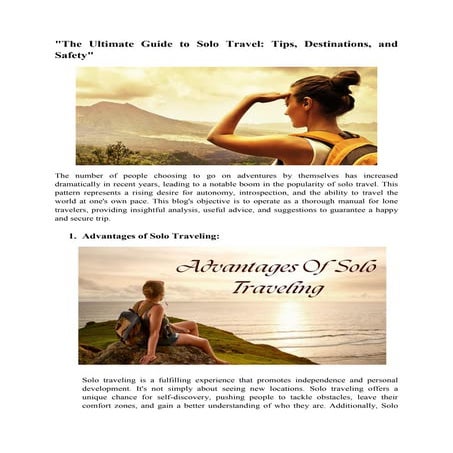 The Ultimate Guide to Solo Travel: Tips, Destinations, and Safety | PDF ...