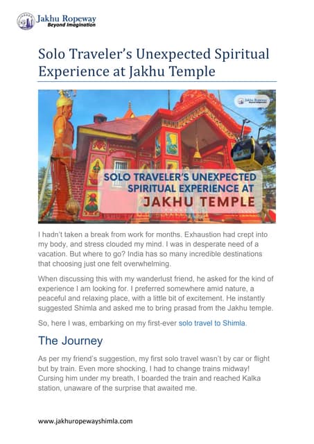 Jakhu Temple Shimla – A Divine Pilgrimage with Scenic Views | PDF