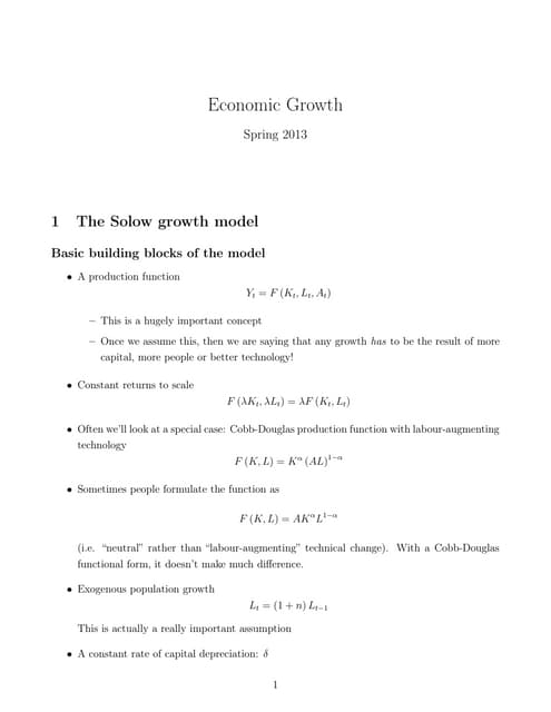 Solow Growth Model of Economic Growth accross Economics | PPT
