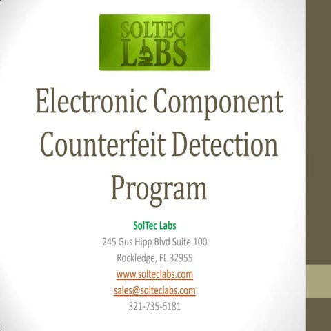 SolTec Labs Counterfeit Detection Program Overview | PPT