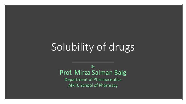 Ideal solubility parameter (solubility of drug part 2) | PPTX