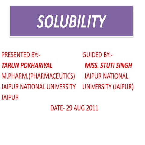 Solubility.seminar | PPTX