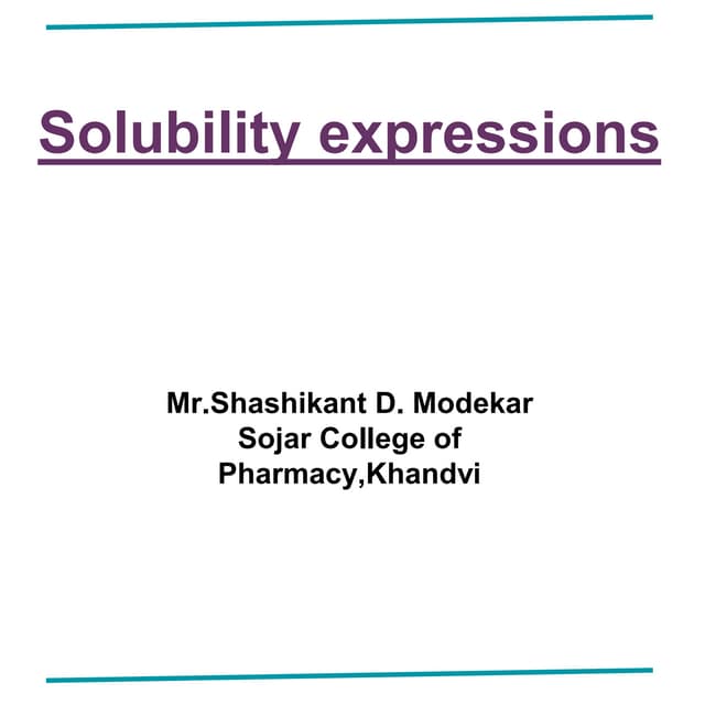 Solubility expressions | PPTX