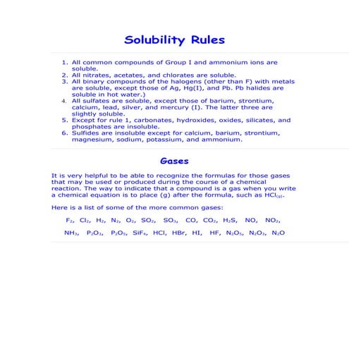 Solubility Rules PPT Solubility Rules PowerPoint Presentation, Free