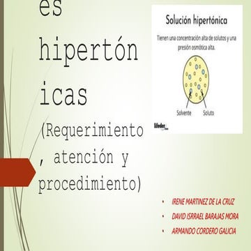 Soluciones Hipertonicas Soluciones Parenterales, Características Y