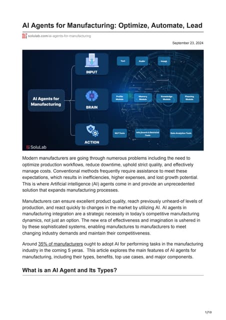 Ai Agents For Manufacturing Optimize Automate Lead 3 2pdf