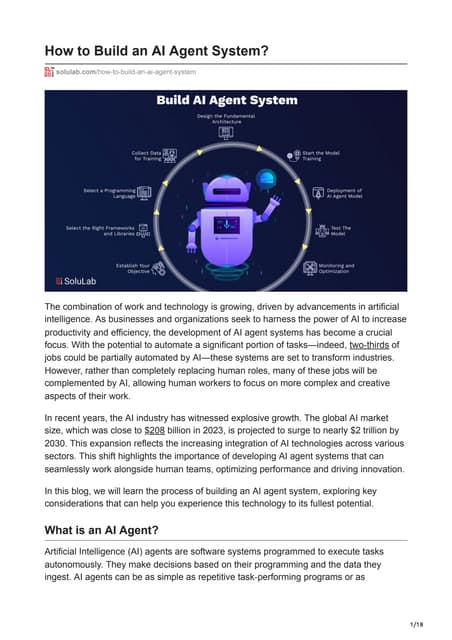 How To Build An Ai Agent System Solulab Pdf