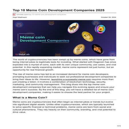 solulab.com-Top 10 Meme Coin Development Companies 2025.pdf