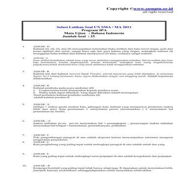 Solusi latihan-un-sma-2011-b-indo-ipa | PDF