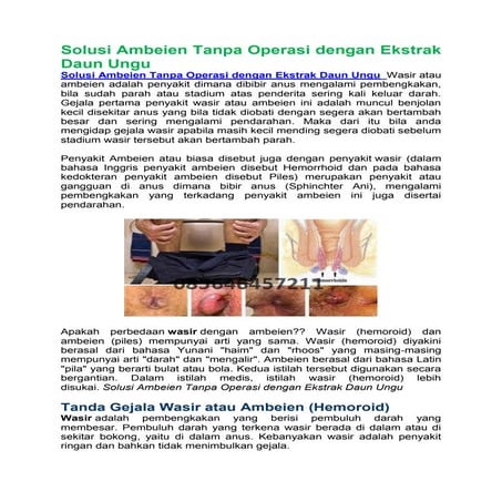Solusi ambeien tanpa operasi dengan ekstrak daun ungu | PDF