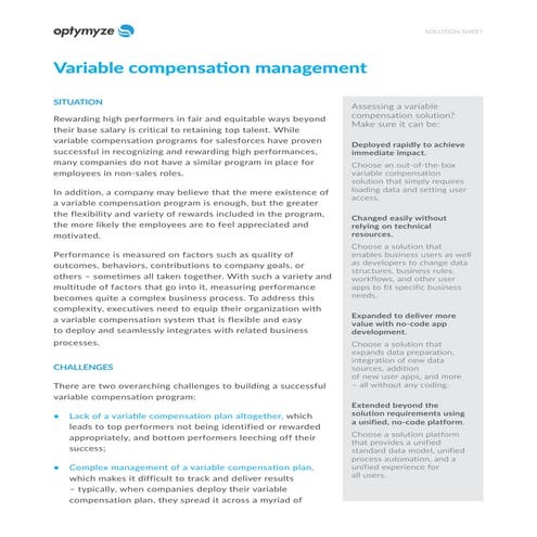 Solution Sheet / Variable compensation management (2026) | PDF