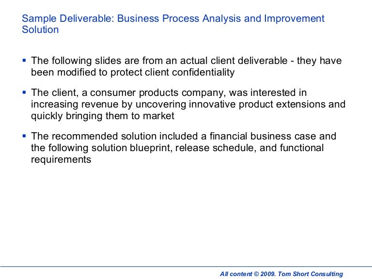 Solution Deliverable Process Analysis V1 Solution Deliverable Process Analysis V1