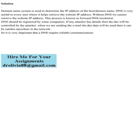 Solutiondomain Name System Is Used To Determine The Ip Address Of Pdf