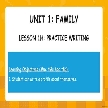 Solution Elementary Unit 1 Family and write a profile | PPTX
