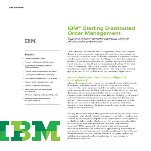 IBM Sterling Distributed Order Management | PDF