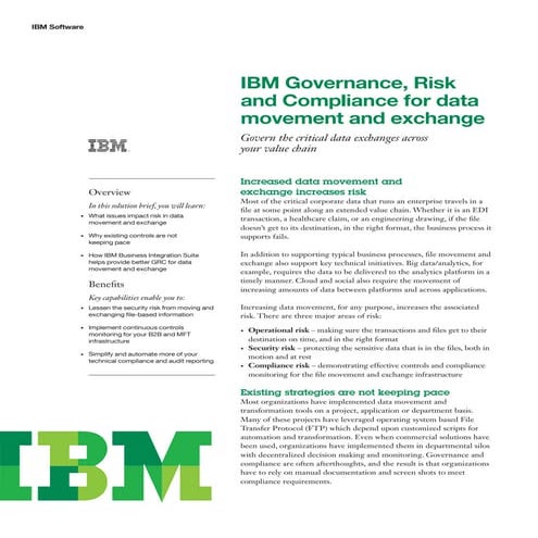 IBM Governance, Risk and Compliance for Data Movement and Exchange | PDF