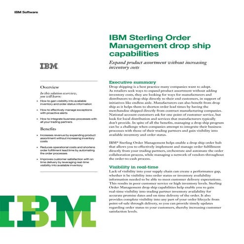 IBM Sterling Order Management Drop Ship Capabilities | PDF