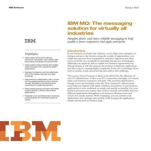 IBM Websphere MQ: The Messaging Solution for Virtually All Industries | PDF