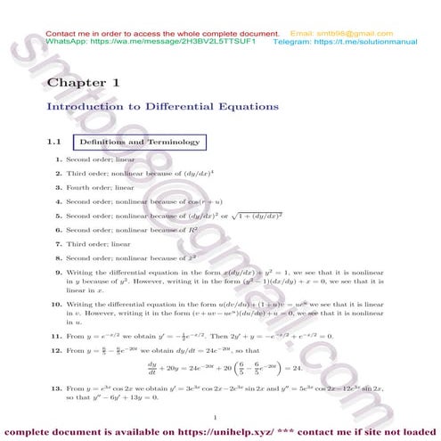 Answers to Problems for Advanced Engineering Mathematics, 7th Edition by Dennis Zill | PDF