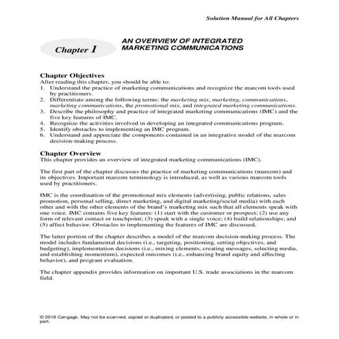 Solution Manual for Advertising Promotion and other aspects of ...