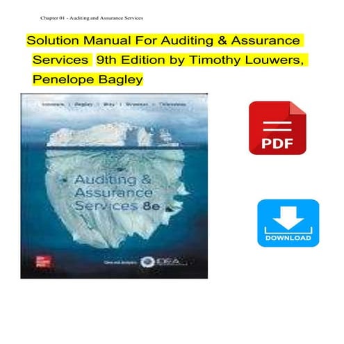 Solution Manual For Auditing and Assurance Services 9th Edition by Timothy Louwers, Penelope ...