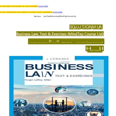 Solution manual for business law text exercises 10th edition roger ...