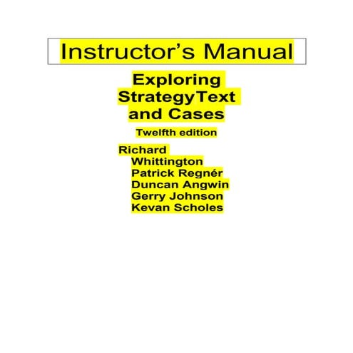Solution Manual for Exploring Strategy Text And Cases 12th Edition ...